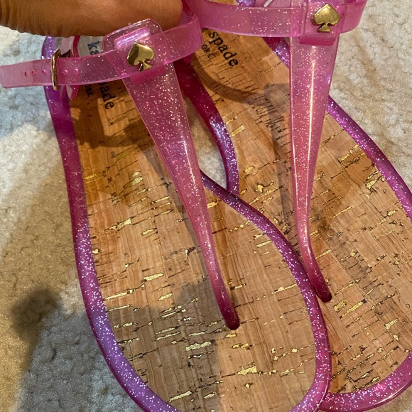 kate spade | Shoes | Nwt Kate Spade Pink Gold Flake Jelly Sandals 8 ...